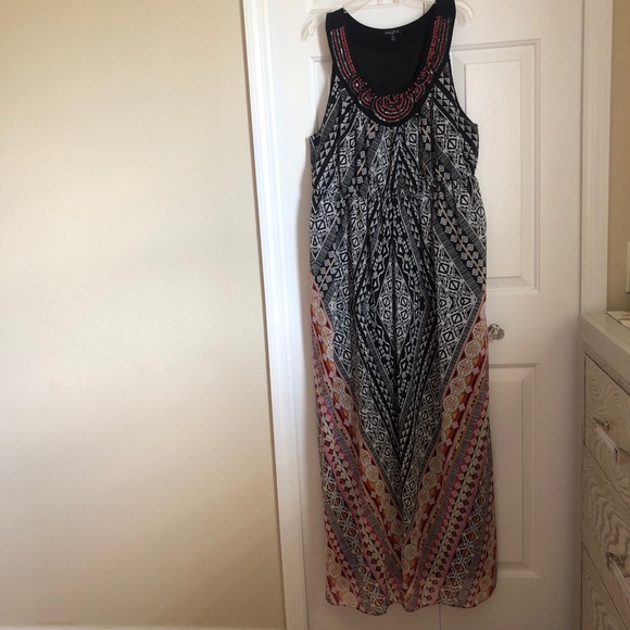 Sami & Jo | Dresses | Samijo Plus Maxi Sun Dress Red Black White Print ...